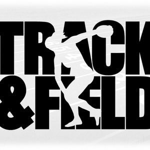 Sports Clipart: Words "track & Field" W/ Silhouette of Female Discus ...