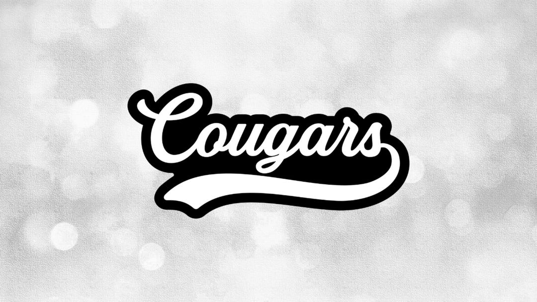 Sports Clipart: White "cougars" Team Name in Fancy Letters W/ Baseball ...