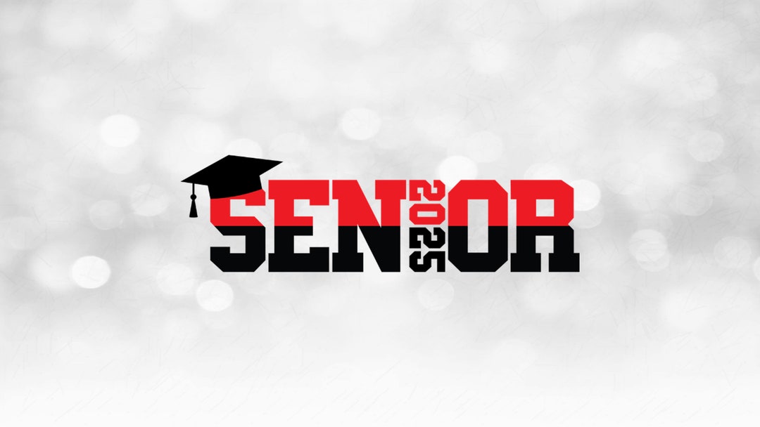 Education Clipart: Black and Red Word "senior" With Vertical Graduation ...