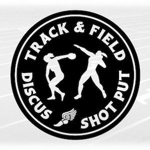 Sports Clipart: Black Circle With Female Thrower Silhouettes and Words ...