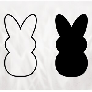 Holiday Clipart: Black Outline of Easter Bunny Treat Inspired by "peeps ...