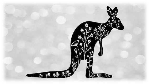 Animal Clipart: Black Kangaroo or Wallaby Silhouette With - Etsy
