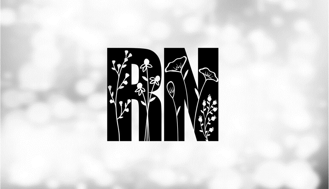 Medical Clipart: Black Bold Letters "rn" With Patch of Wildflowers ...