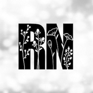 Medical Clipart: Black Bold Letters "rn" With Patch of Wildflowers ...