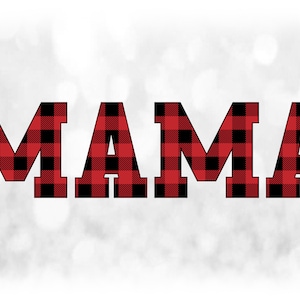Family Clipart: Capitalized Block Word mama in Black Buffalo Plaid ...