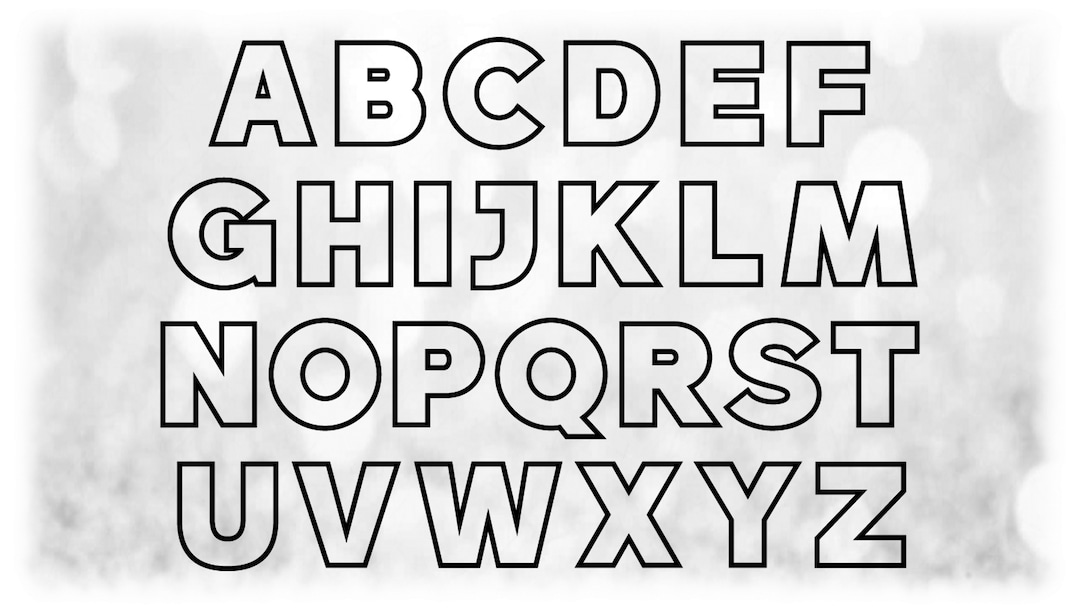 Word Clipart: Black Outline Simple Alphabet Letter Templates Grouped on ...