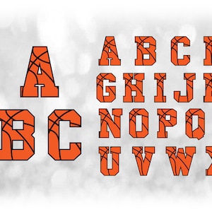 Sports Clipart: Basketball Layered Alphabet Letters on ONE Single Sheet ...