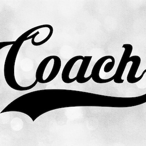 Sports Clipart: Word "coach" in Script Type Lettering With Baseball ...