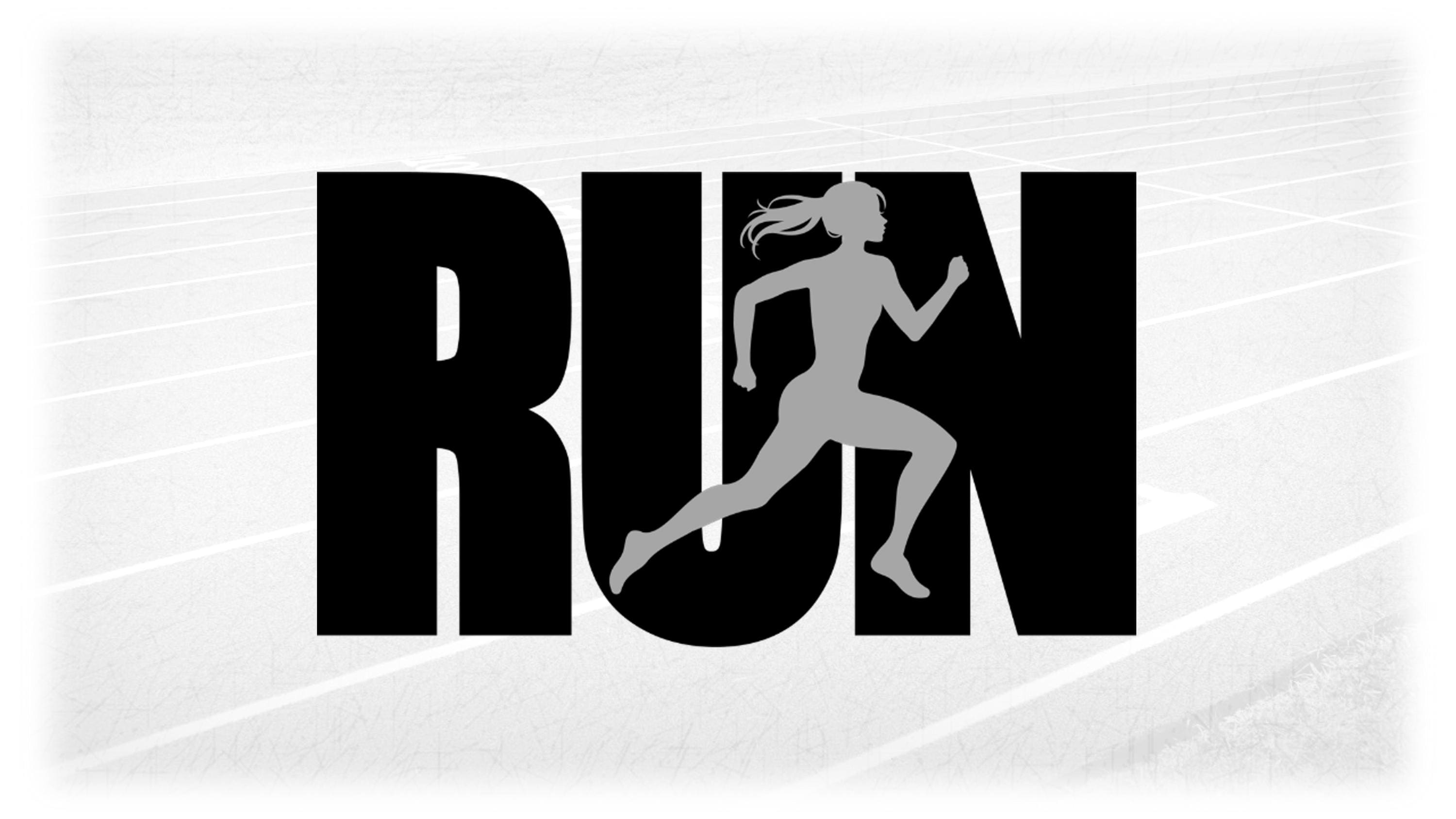 Sports Clipart: Black Word "run" W/ Gray Overlay of Female Athlete ...