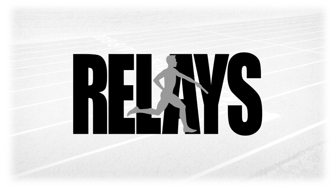 Sports Clipart: Black Word "relays" With Gray Overlay of Silhouette of ...