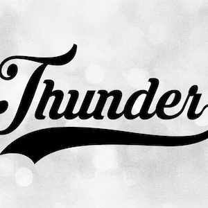 Sports Clipart: Black "thunder" Team Name in Script W/ Baseball Style ...