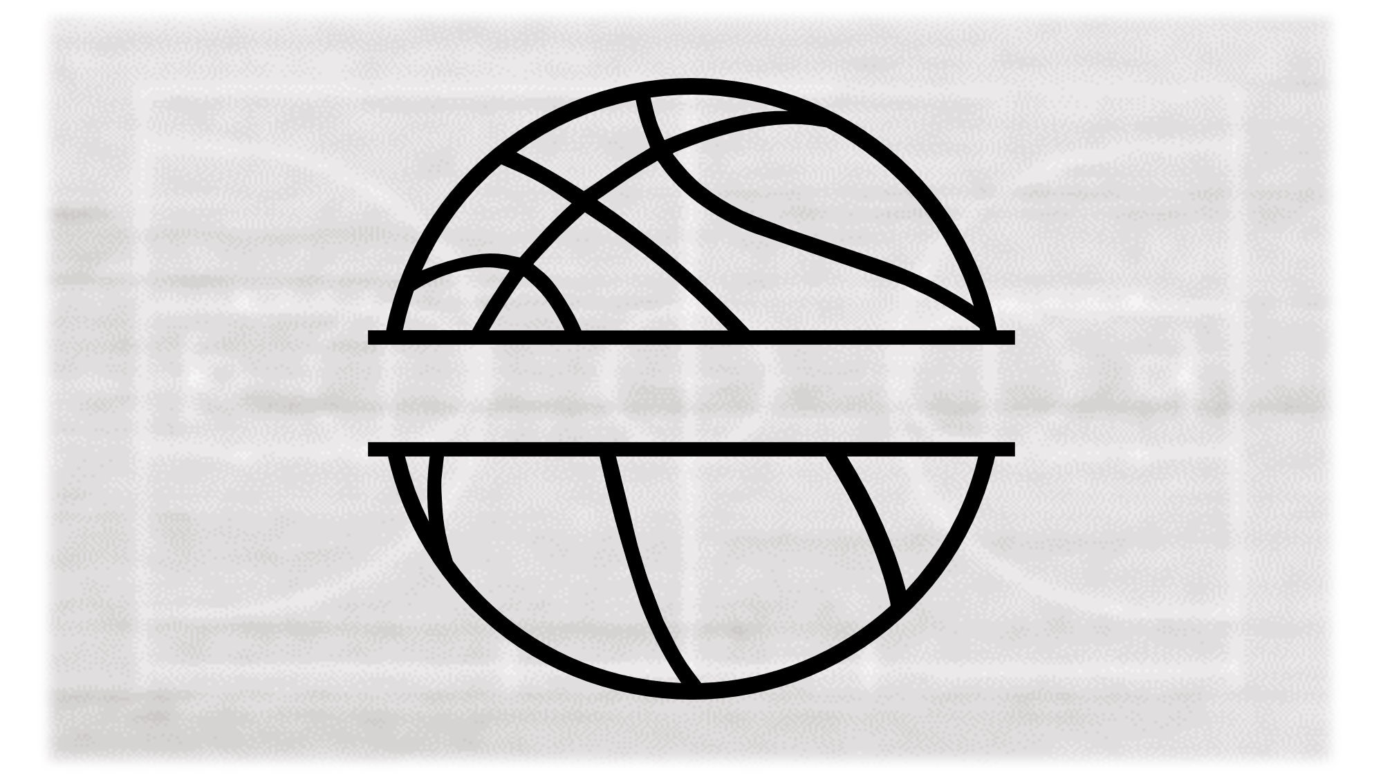 Sports Clipart: Large Black Split Basketball Shape With Space - Etsy