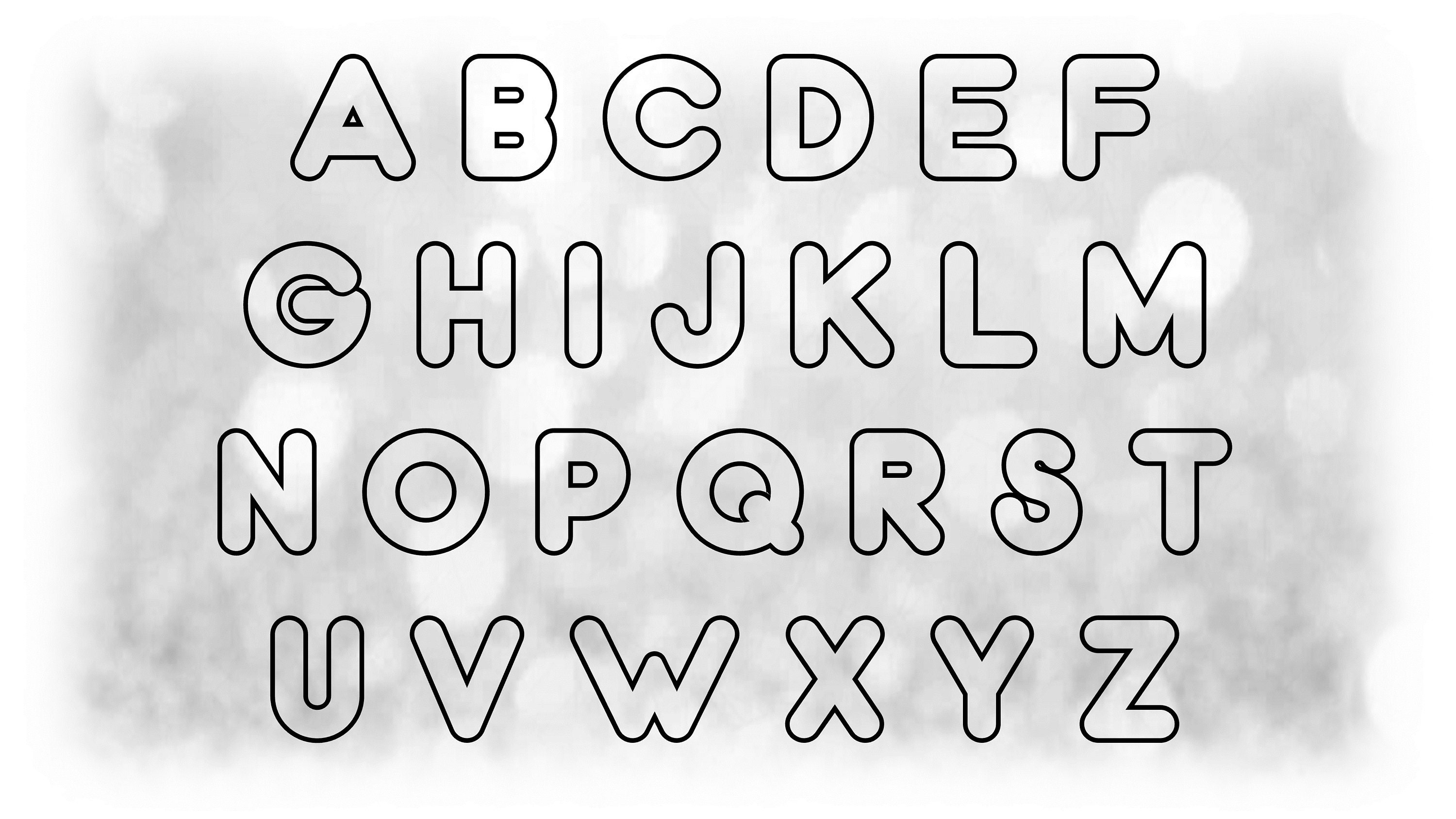 Word Clipart: Black Tubular Alphabet Letter Outline Templates - Etsy UK