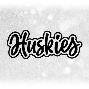 Sports Clipart: Black Bold "huskies" Team Name in Fun Script Style With ...