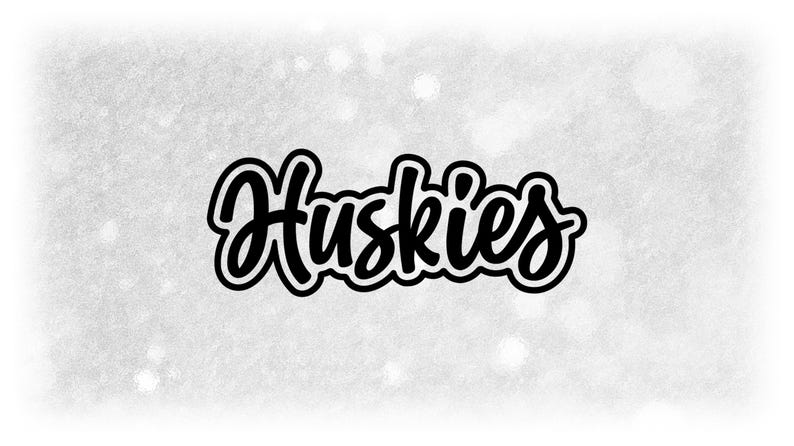 Sports Clipart: Black Bold "huskies" Team Name in Fun Script Style With ...