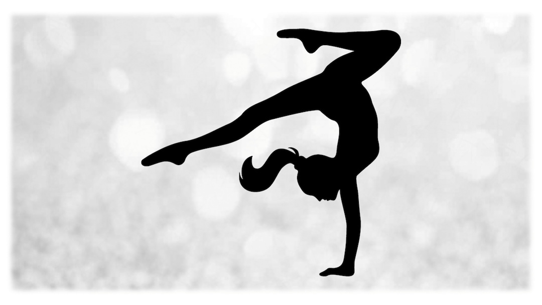 Sports Clipart: Black Gymnastics Silhouette in Balancing Handstand With ...