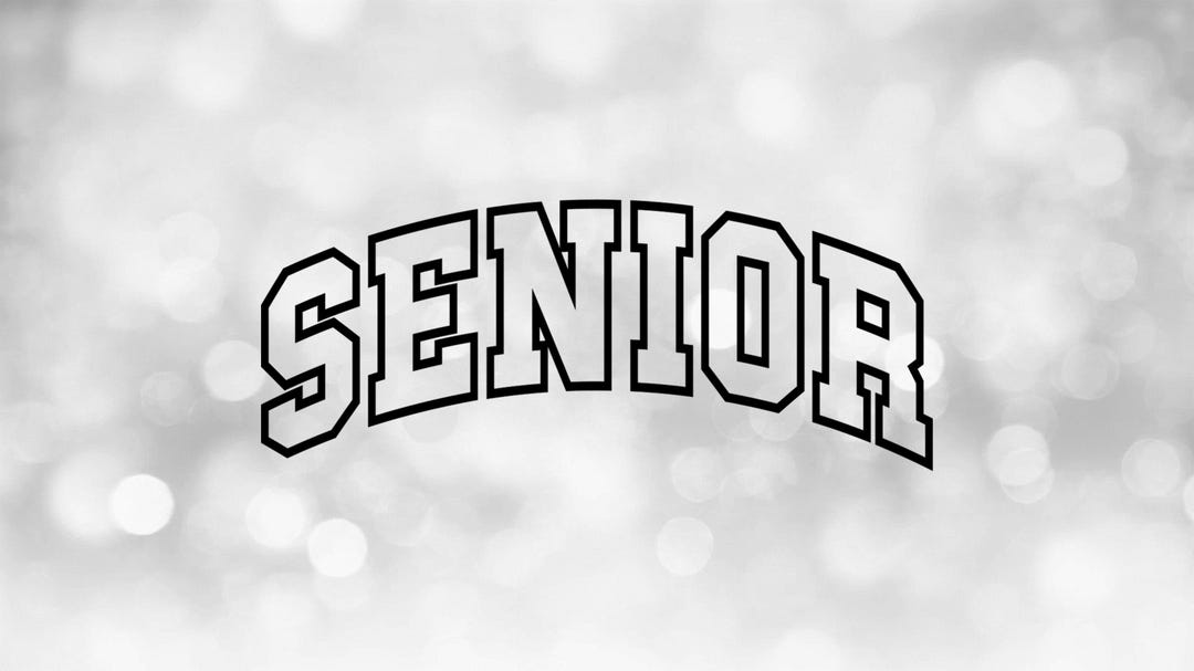 Sports Clipart: Black Arched Word "senior" in Collegiate Varsity ...