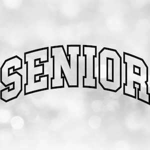 Sports Clipart: Black Arched Word "senior" in Collegiate Varsity ...