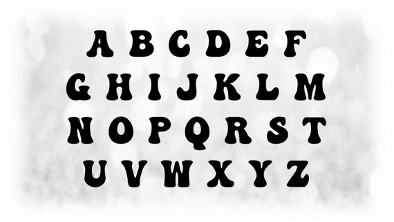 Word Clipart: Black Groovy Retro Alphabet Letter Templates - Etsy