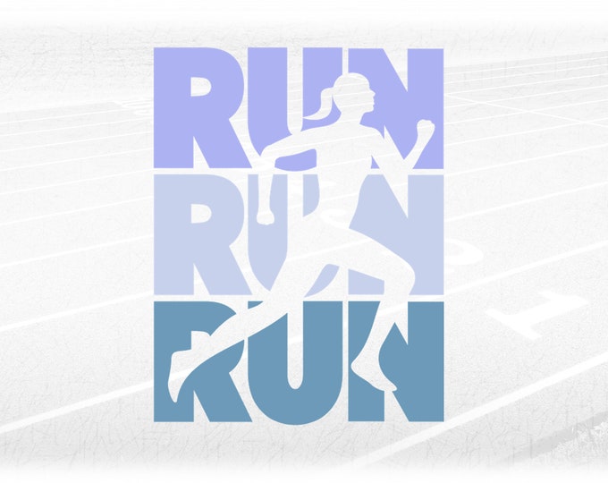 Sports Clipart: Colored Words run W/ Cutout Silhouette of Female ...