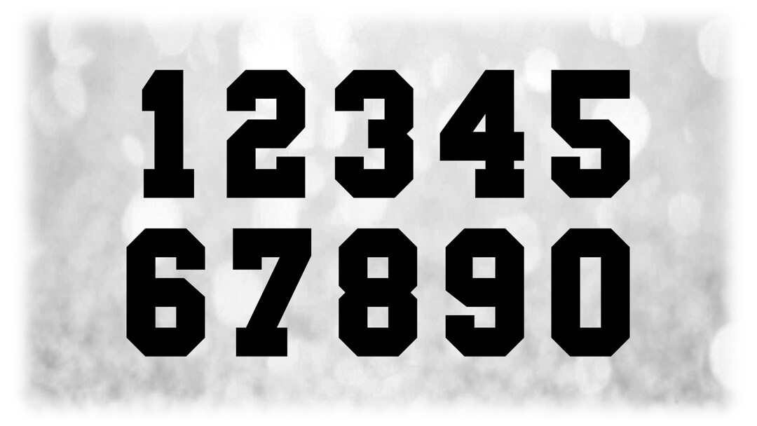 Sports: Jersey Number Templates Grouped on ONE Single Sheet Black Block ...