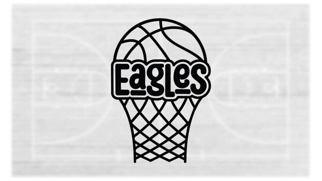 Sports Clipart: Black Half Basketball Half Hoop With Net Split by Team ...