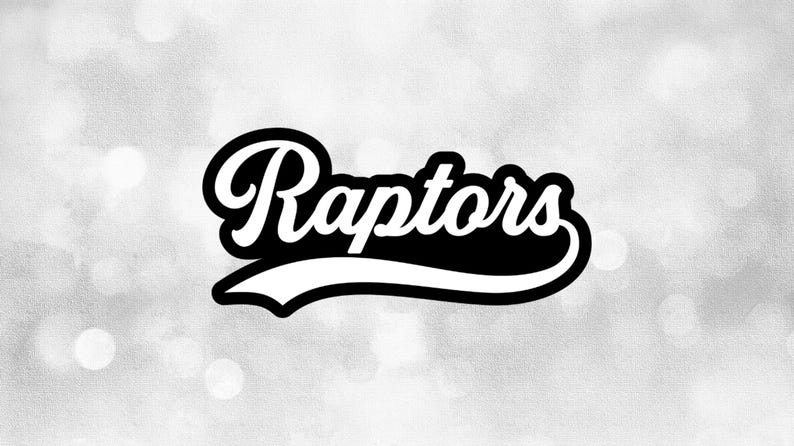 Sports Clipart: White "raptors" Team Name in Fancy Letters and Baseball ...