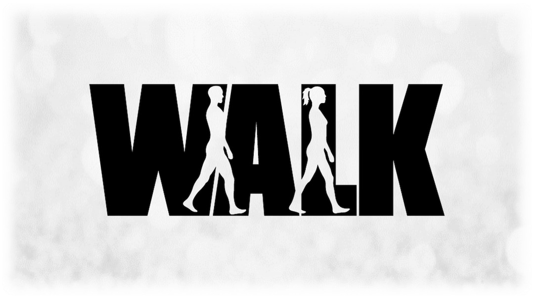 Sports Clipart: Black Word "walk" With Cutout Silhouettes of Male and ...