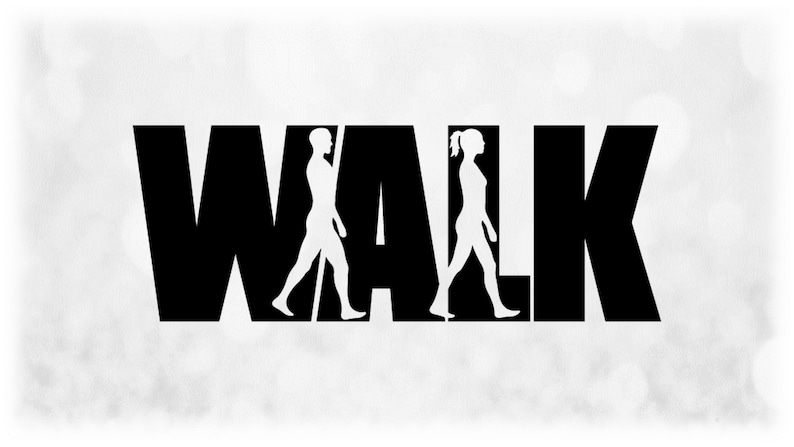Sports Clipart: Black Word "walk" With Cutout Silhouettes of Male and ...