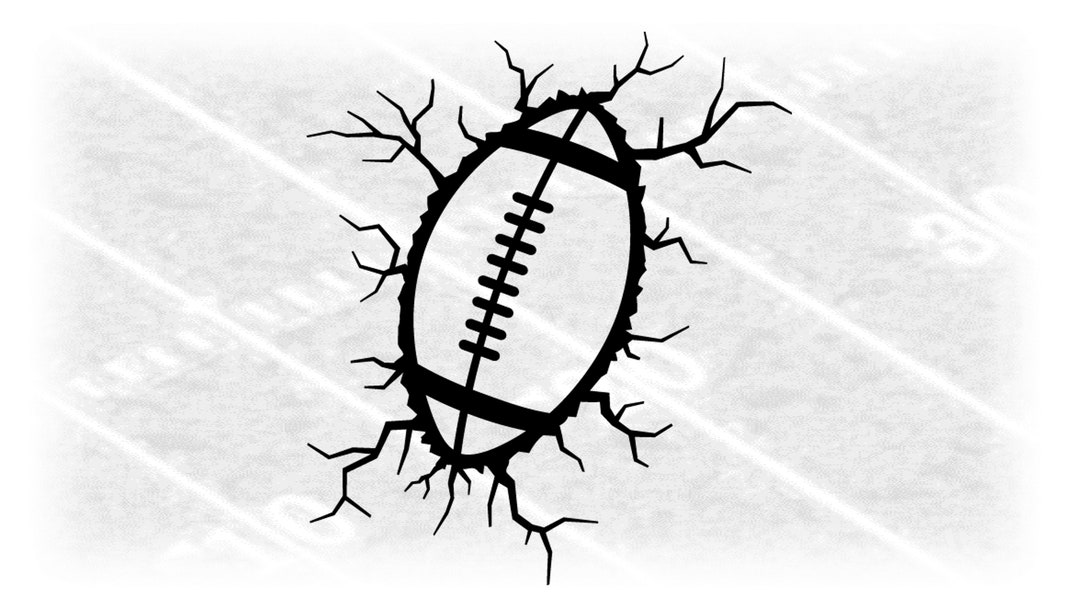 Sports Clipart: Black Outline of Football on Cracked Open / Broken Hole ...