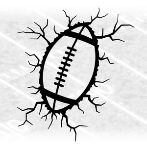 Sports Clipart: Black Outline of Football on Cracked Open / Broken Hole ...