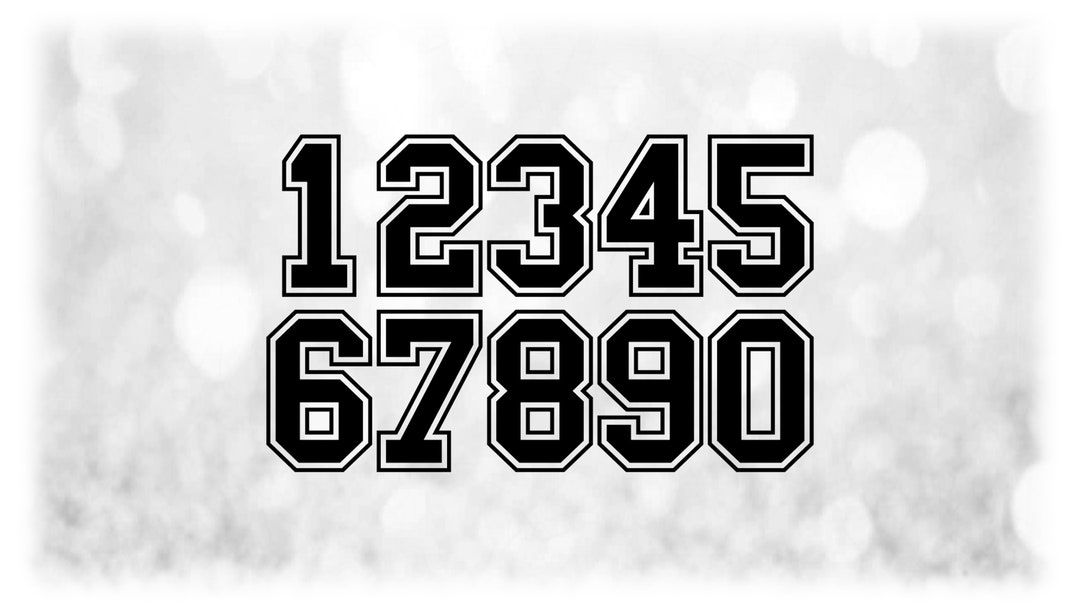 Sports Clipart: Black Varsity Outline Jersey Number Templates Grouped ...