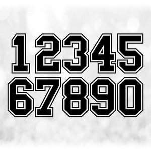 Sports Clipart: Black Varsity Outline Jersey Number Templates Grouped ...