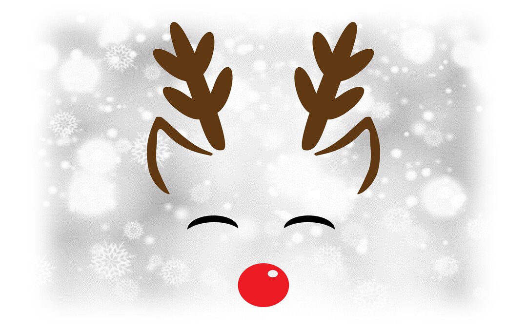 Holiday Clipart: Rudolph Inspired Reindeer With Happy Closed Eyes, Ears ...