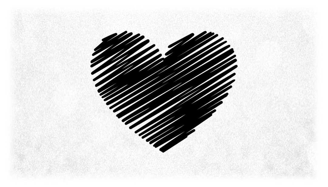 Holiday Clipart: Black Fun Marker or Chalk Sketched / Scribbled Heart ...