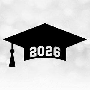 Educational Clipart: Black Graduation Mortarboard Cap & Tassel W/ 2026 ...