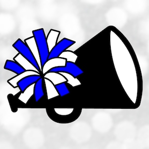 Sports Clipart: White & Blue Cheerleader Megaphone With Pom Layered on ...
