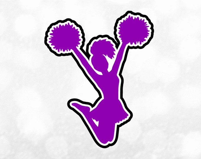 Sports Clipart: Three Color Layers of Cheerleader & Poms Silhouette ...