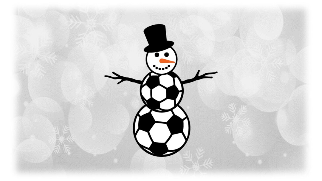 Holiday Clipart: Black on White Soccer Ball Snowman W/ Coal Eyes, Mouth ...