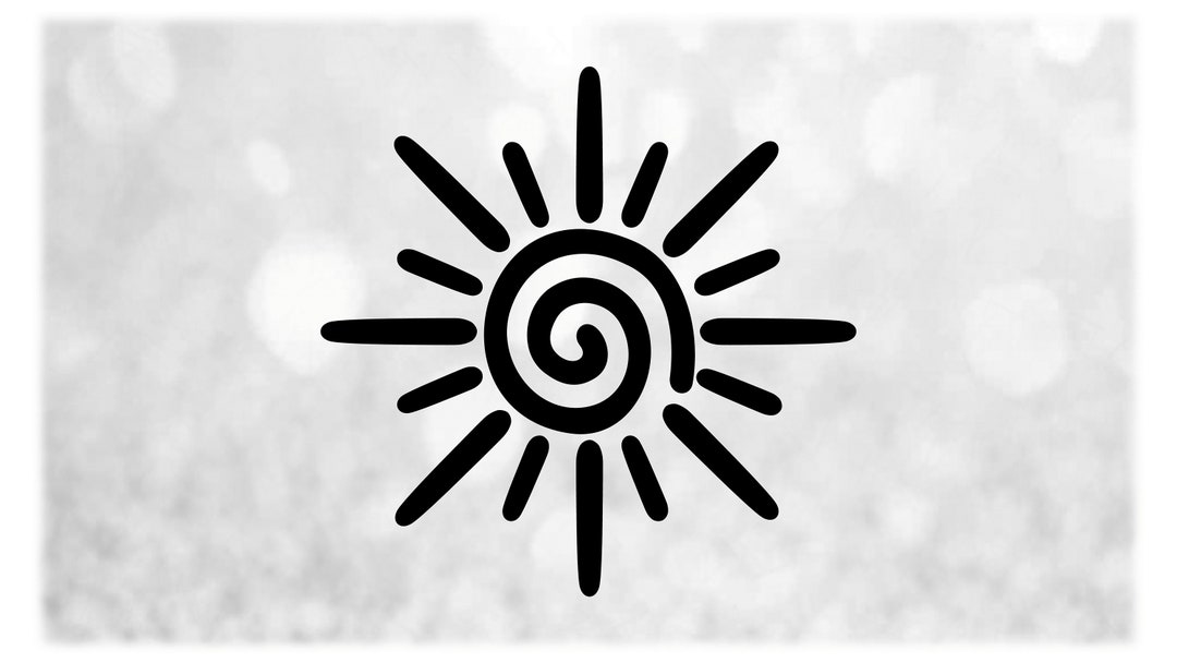 Nature Clipart Black Sun or Sunshine Silhouette With Spiral Center for ...