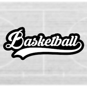 Sports Clipart: White Word basketball in Script With Baseball Style ...