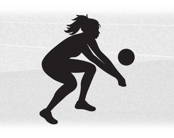 Volleyball Libero Silhouette Girl Volleyball Libero Player Watercolor