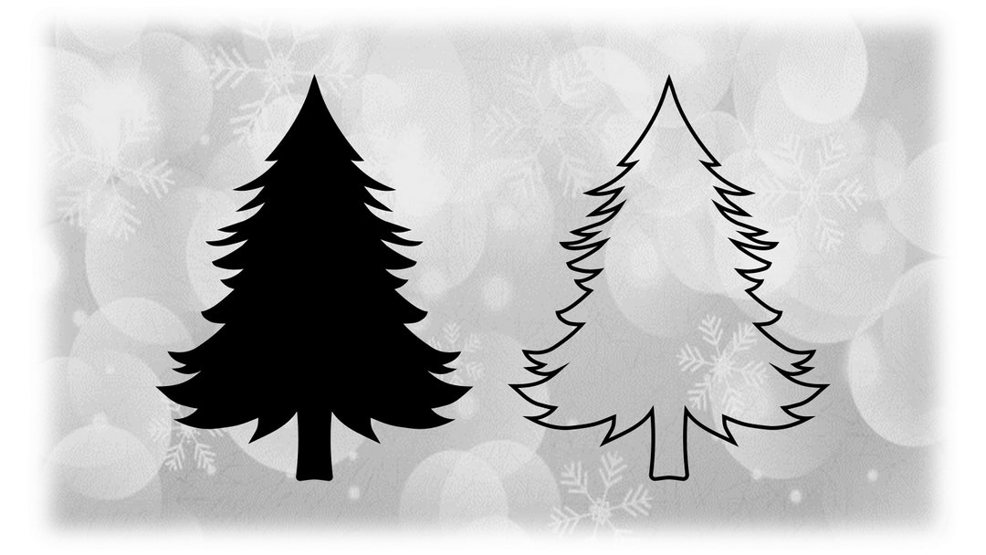 Holiday Clipart: Black Solid and Outline Wispy Evergreen / Pine Tree ...