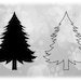 Holiday Clipart: Black Solid and Outline Wispy Evergreen / Pine Tree ...