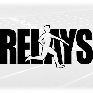 Sports Clipart: Black Word "relays" With Cutout of Male / Man Relay ...