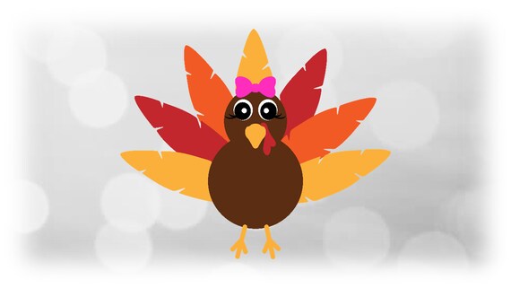 Holiday Clipart: Layered Girl Turkey W/ Eyelashes Bow Feathers | Etsy