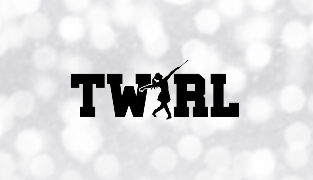 Shape Clipart: Black Word "twirl" With Silhouette of Marching ...