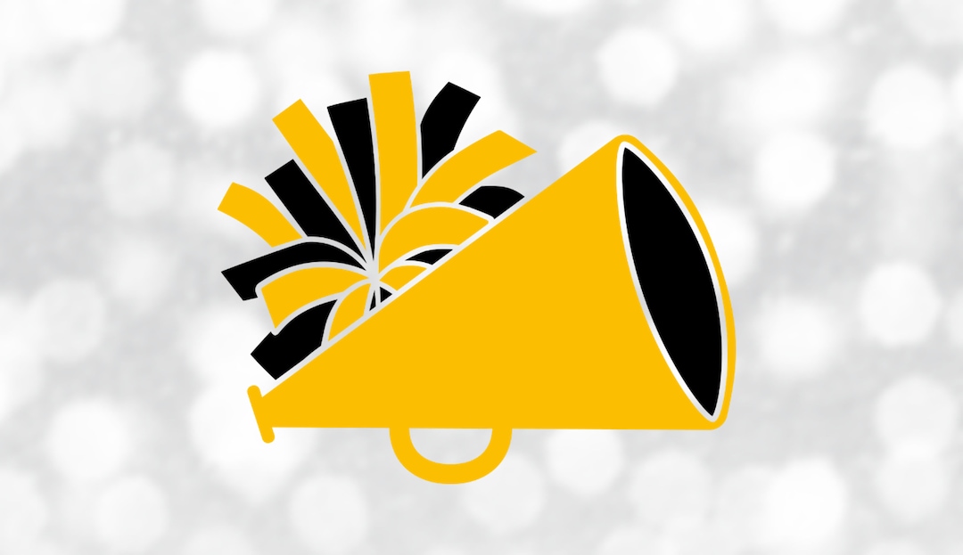 Sports Clipart: Black and Gold Cheerleader Megaphone With Pom Pom for ...
