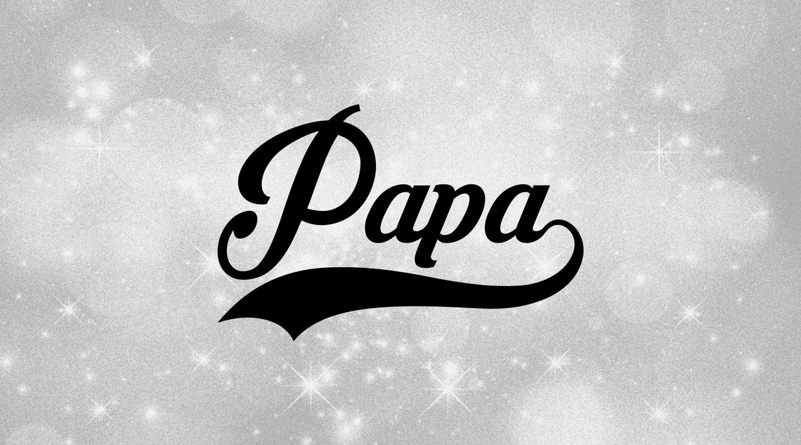 Family Clipart - Grands-pères: Simple Mot « Papa » dans fancy type avec style de baseball Curved ...