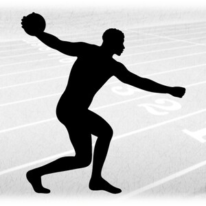Sports Clipart: Black Male / Man / Boy Thrower Silhouette With Discus ...